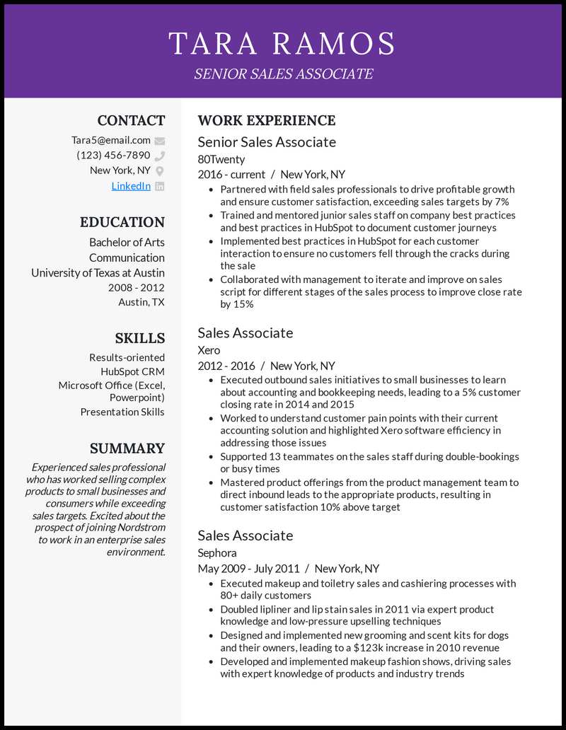 7 Sales Associate Resume Examples for 2024
